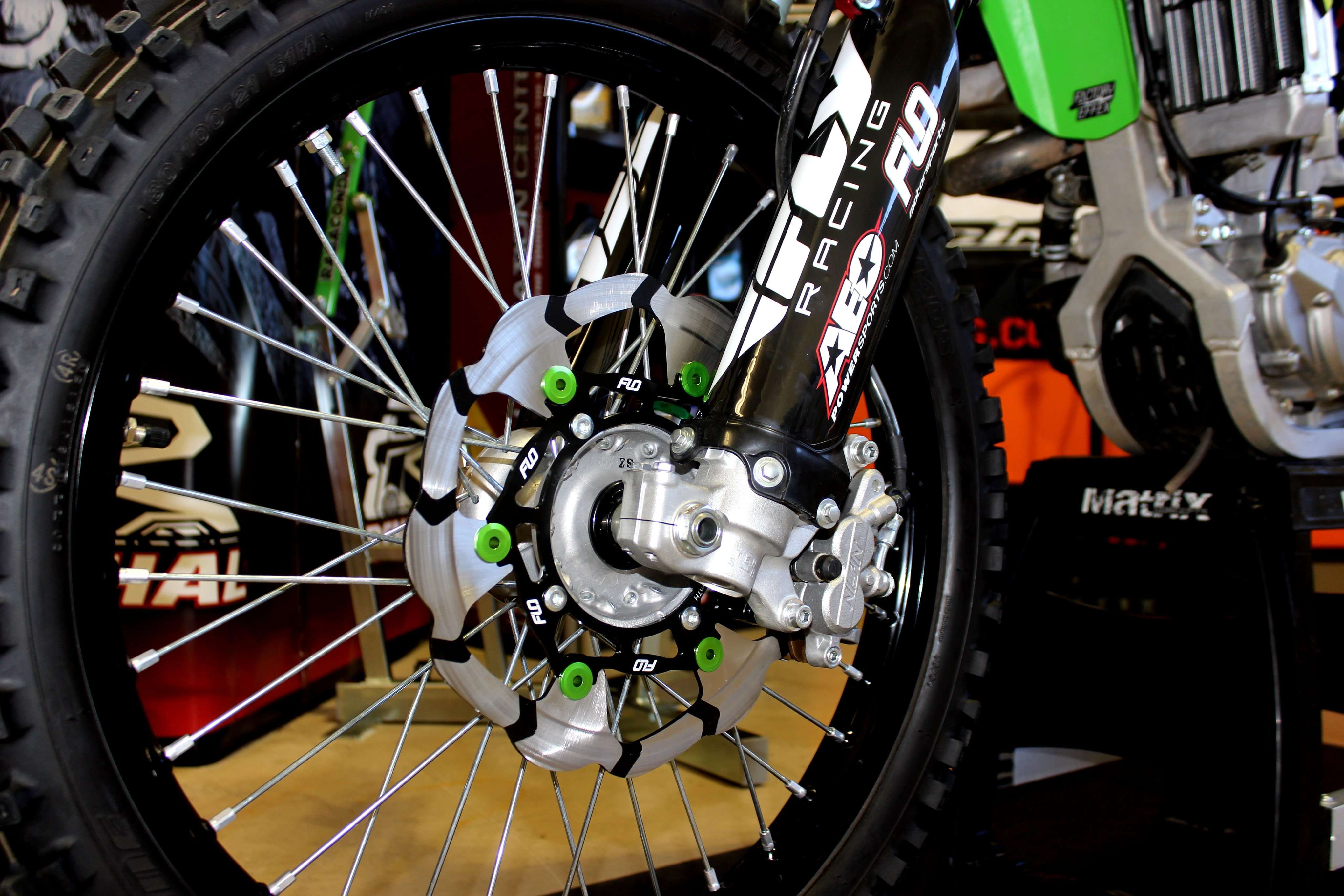 Kawasaki KX250F/KX450F 280MM Front Brake Rotor Spider Black/Green Ring ...